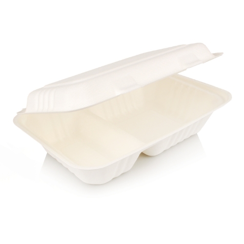 Bagasse Meal Box 2 Divisions - Plastilon Packaging